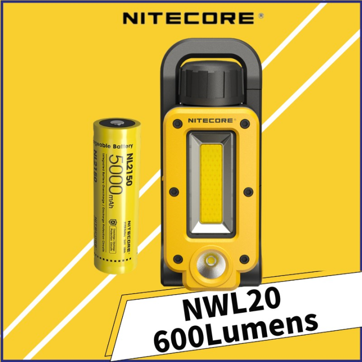 NITECORE NWL20 Multifunctional Triple Output Floodlight Spotligh 600Lumens Rechargeable Include ...