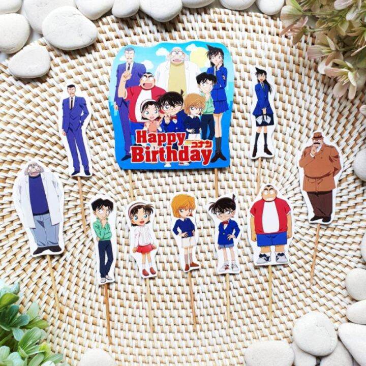 satu set isi 10 cake topper hiasan kue ulang tahun karakter Detectif ...