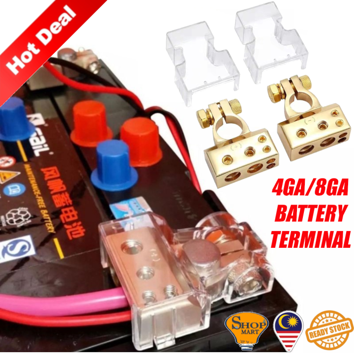 4GA/8GA Gauge Gold Car Battery Terminal Head Positive Negative Battery ...
