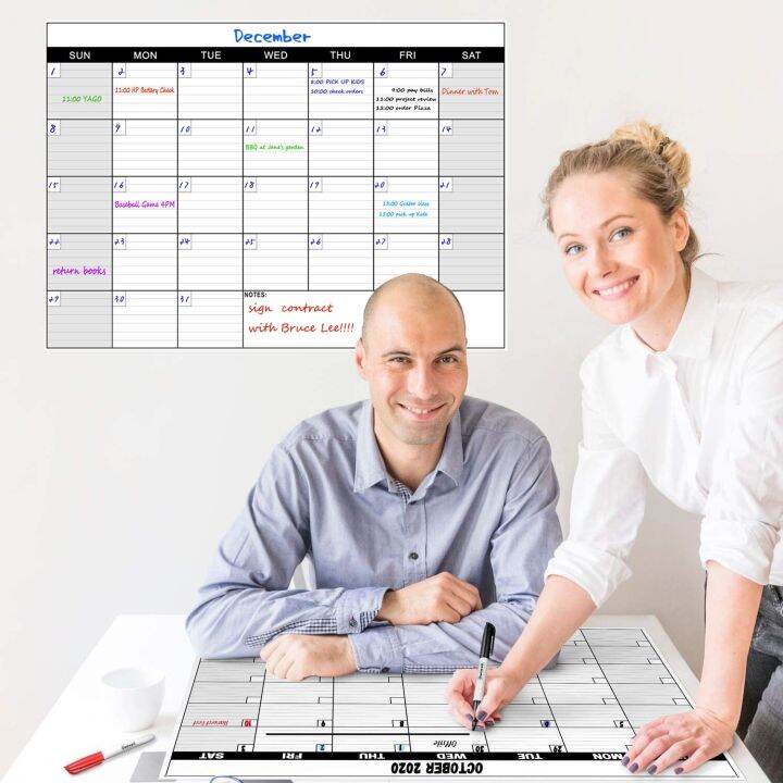 A2 Dry-erase Monthly Whiteboard Calendar for Wall Sticker Erasable ...