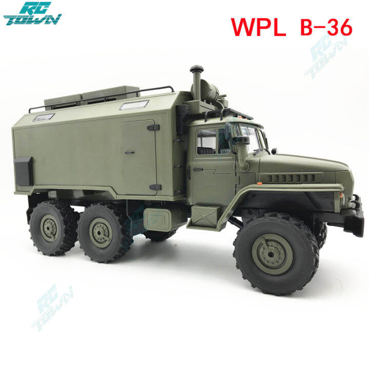 RCtown WPL B36 Ural 1/16 2.4กรัม6WD Rc รถทหารรถบรรทุกร็อคตีนตะขาบคำสั่งการสื่อสารยานพาหนะ RTR ...