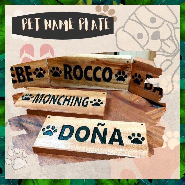 PET NAME PLATE/DOG NAMEPLATE/CAT NAMEPLATE/WOOD SIGNAGE ENGRAVE | Lazada PH