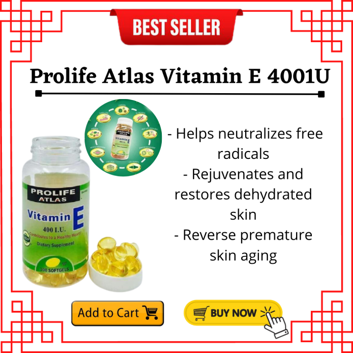 (Prolife) Atlas Vitamin E 4001U - 100 Softgel Capsules per bottle ...