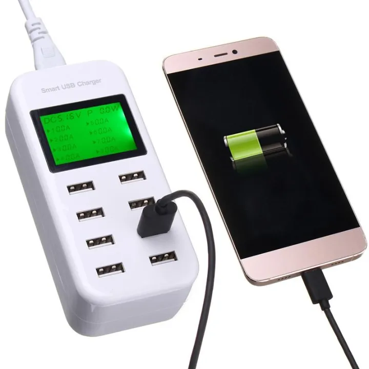 8-PORT SMART USB CHARGER WITH LCD DISPLAY | Lazada PH