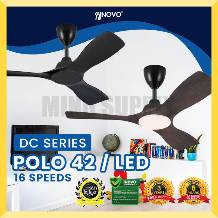 MS_ INOVO POLO 52 42 5 ABS Blades DC Motor 8+8 Speed LED Ceiling Fan ...