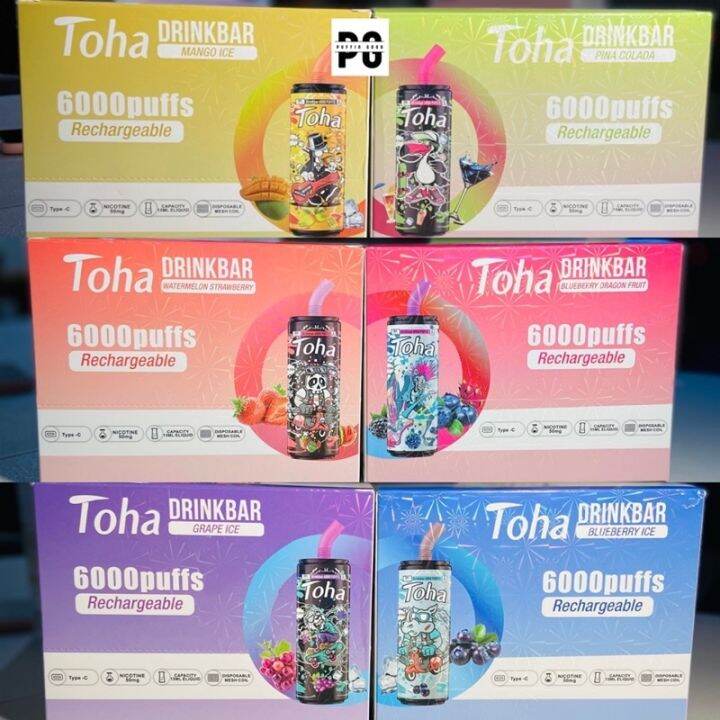 6k Puffs 6000 Puffs Disposable Vape Pods Stick Rechargeable TOHA W8YP ...
