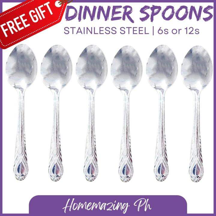 Homemazing Ph 6 or 12 Pcs Dinner Spoon Stainless Steel (Silver ...