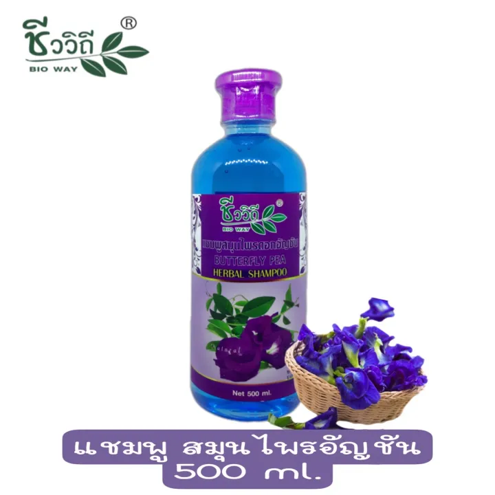 ชีววิถี แชมพูสมุนไพรดอกอัญชัน 500 มล.Bio Way Butterfly Pea Herbal ...