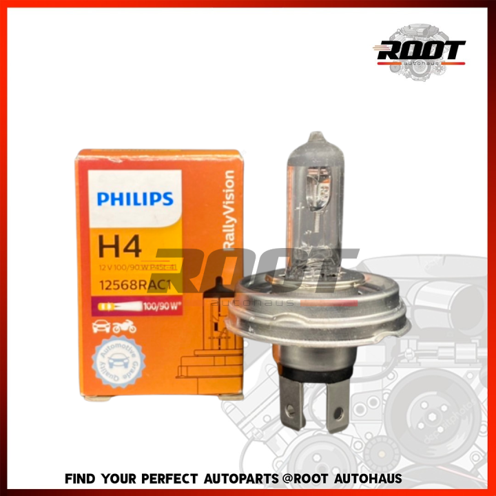 PHILIPS หลอดไฟหน้ารถยนต์ H4 12V 100/90W P45t-41 RallyVision 12568RAC1 ...