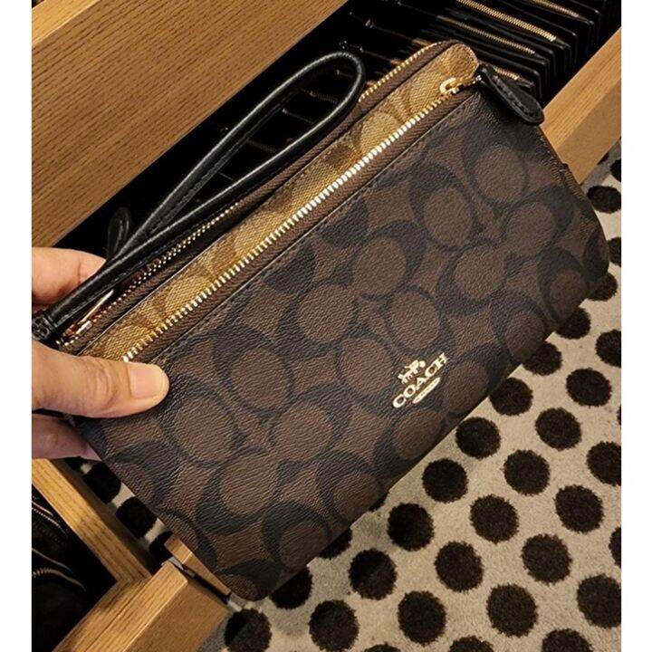 การจัดส่งของแท้🇺🇸💯% กระเป๋า2nd Coach ใหม่แบบมีซิปรูดด้วยมือใส่ซิบคู่ลง ...