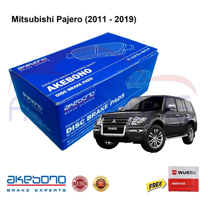 Genuine Akebono Front Brake Pads for Mitsubishi Pajero 2012 - 2021 with free WURTH Brake Paste ...