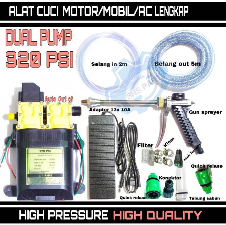 ALAT CUCI STEAM MOTOR TEKANAN TINGGI STEAM MOBIL / POMPA AIR DC 12V 320 ...