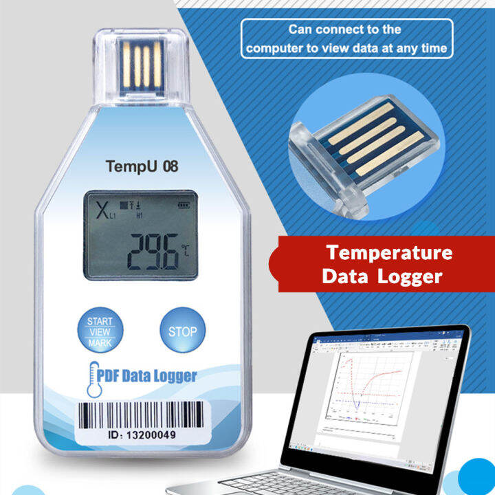 TempU08 Temperature Data Logger 32000 Capacity PDF Report Disposable ...