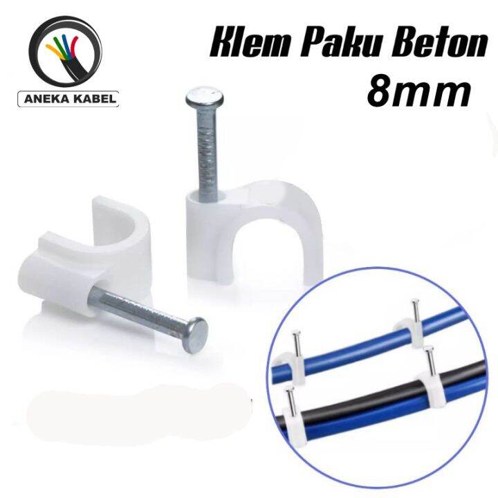Klem Kabel Listrik / Klem Paku Beton / Klem Kabel 8mm Putih | Lazada ...