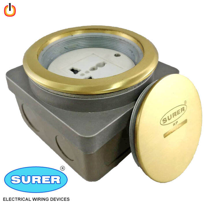 Surer 1026 1 Gang Pop-up Floor Outlet, Round Type (Brass) with Utility ...