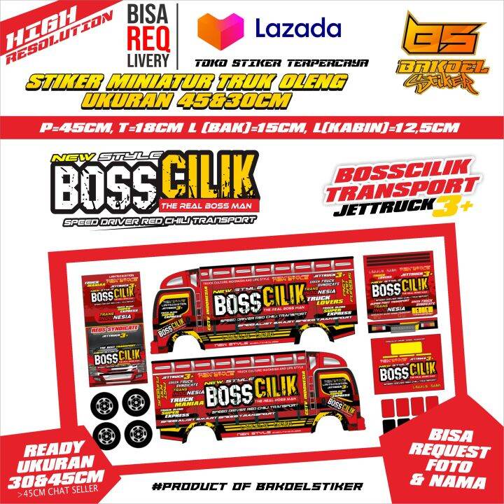 STIKER TRUK MINIATUR OLENG UK 30-45CM | BOSS CILIK | Lazada Indonesia