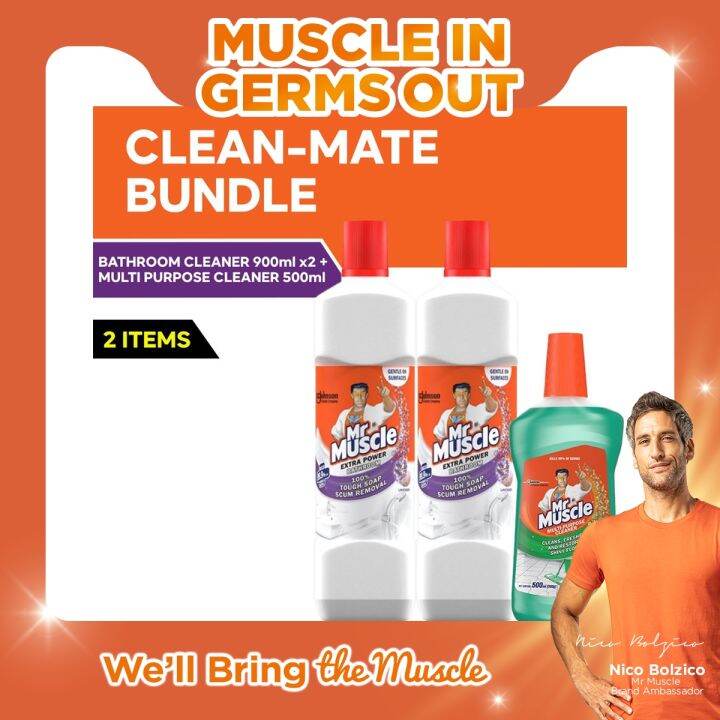 Mr. Muscle Extra Power Bathroom Cleaner Citrus 900ml Twin & Mr. Muscle ...