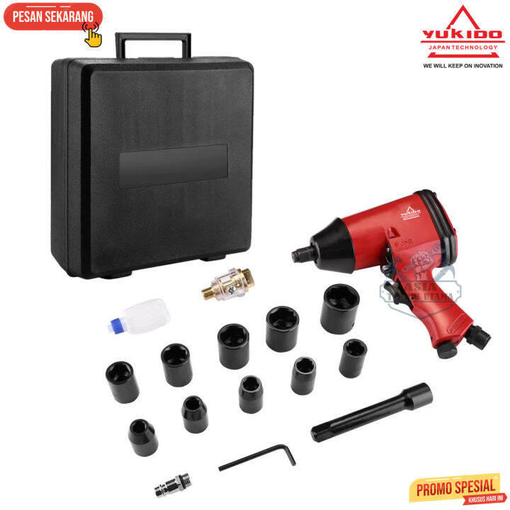 CUCI GUDANG!!!LIPPRO AIR IMPACT WRENCH SET ALAT MESIN BUKA BAUT SOK KOMPRESOR ANGIN sudah ...