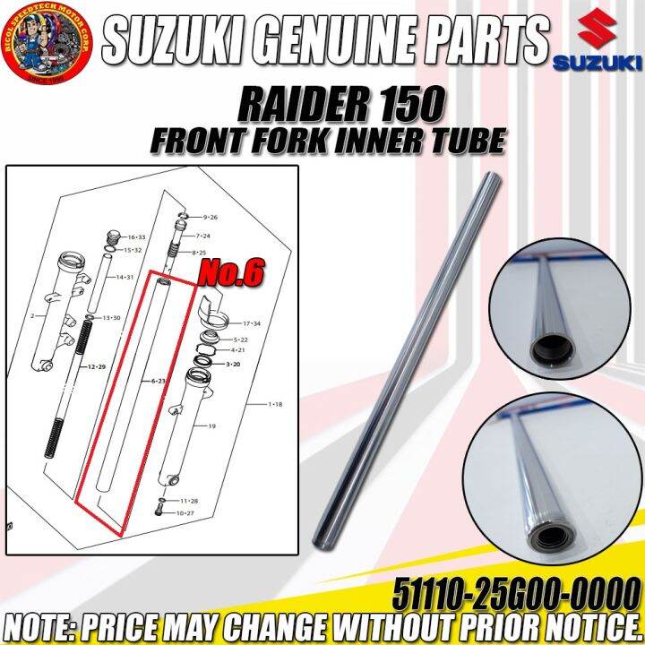 RAIDER 150 FRONT FORK INNER TUBE (SGP) (GENUINE: 51110-25G00-000 ...