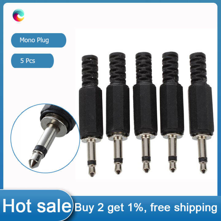 [COD] [In Stock] 5 x Black Plastic 3.5mm Male Mono Plug Jack Audio ...