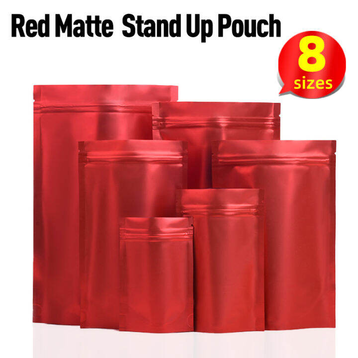 100pcs Full Red Matte Stand Up Pouch Cookies Coffee Packaging ...