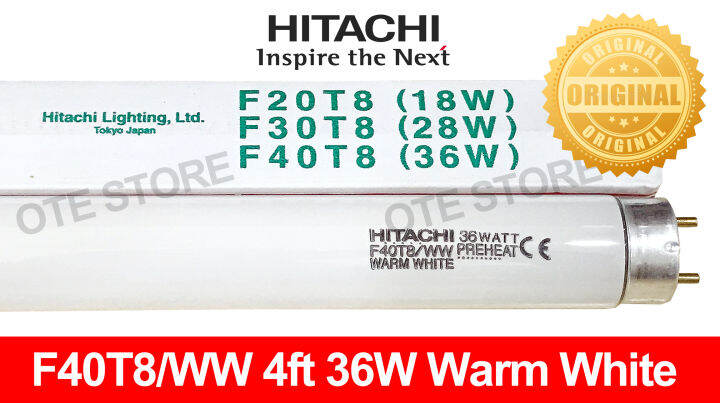 Hitachi F40T8/WW 4ft 36W Warm White Fluorescent light ( x 5 unit / x 10 ...