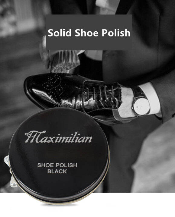 Solid Shoe Polish Tin Box Shoe Polish Black 40g Leather Care Oil Shoe ...