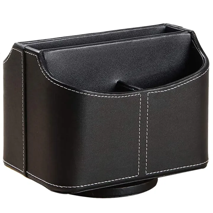 Leather Remote Control Holder 360 Degree Spinning Desk TV Remote Caddy ...