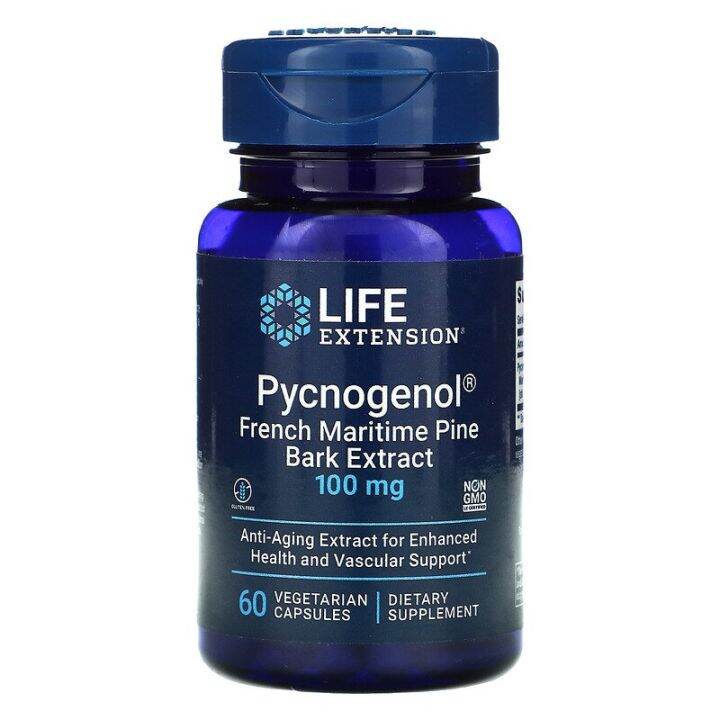 Pycnogenol, French Maritime Pine Bark Extract, 100 mg, 60 Vegetarian ...