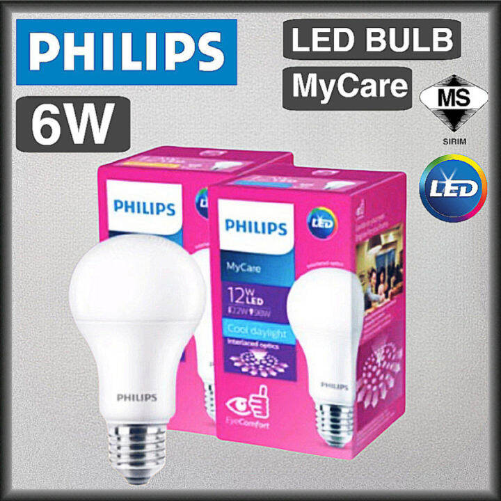 [SIRIM] PHILIPS 6W LED Bulb E27 Mycare LED Bulb Daylight (White) Philips LED Light Philips LED ...