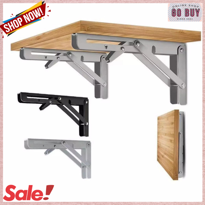 2 PCS Spring Type Folding Angle Bracket Adjustable Wall Mounted Table ...
