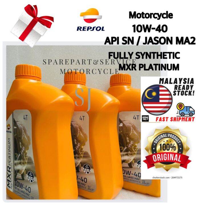 [1L] 100% ORIGINAL REPSOL FULLY SYNTHETIC 10W40 MXR PLATINUM / API SN ...