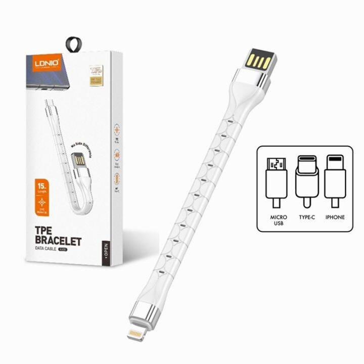 LDNIO LS50 Micro USB / Lightning / Type-C 15cm TPE Bracelet Data Cable | Lazada