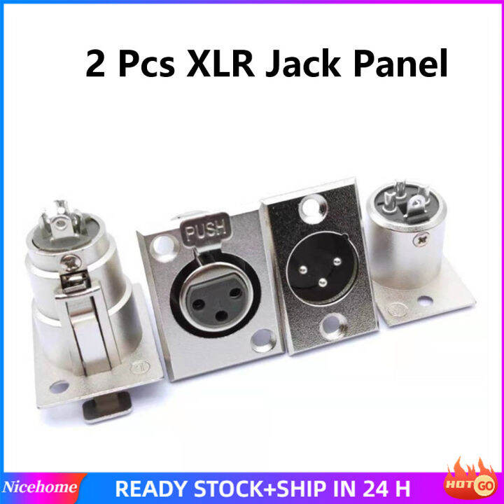 2Pcs 3 Pin XLR Male Female Socket Panel Mount Chassis Mic Jack Audio ...