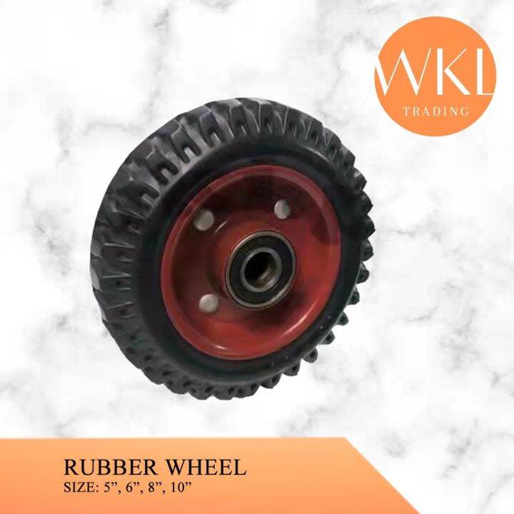 【READY STOCK】 HEAVY DUTY PUSH CART STEEL BODY RUBBER WHEEL 5 6 8 ...