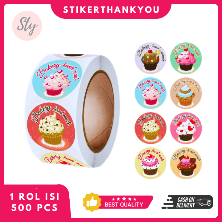 500 Pcs/Rol Stiker Roti Label Kue 8 Motif Cantik | Lazada Indonesia