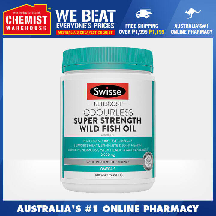 Swisse Odourless Super Strength Wild Fish Oil 2000mg 300 Caps Heart ...