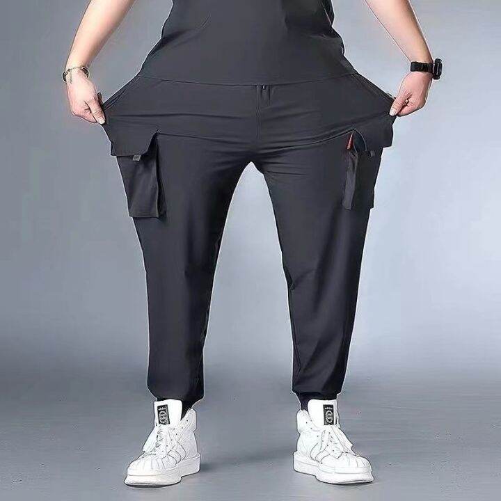 M-8XL plus size cargo pants for men loose stretch pants black big size Durable multi-pocket work ...