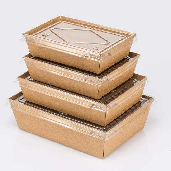 10 pcs Take Out Food Containers with Window, Disposable Brown Paper ...