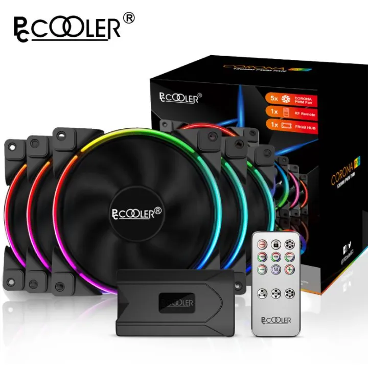 PCCooler CORONA พัดลม5in1 RGB PWM SYNC เงียบพัดลมคอมพิวเตอร์กรณีพัดลมทำความเย็นใช้งานร่วมกับ ...