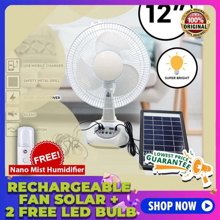 THE EXPANSION PH - 12Inch Solar Fan AC/DC Dual Power Portable ...