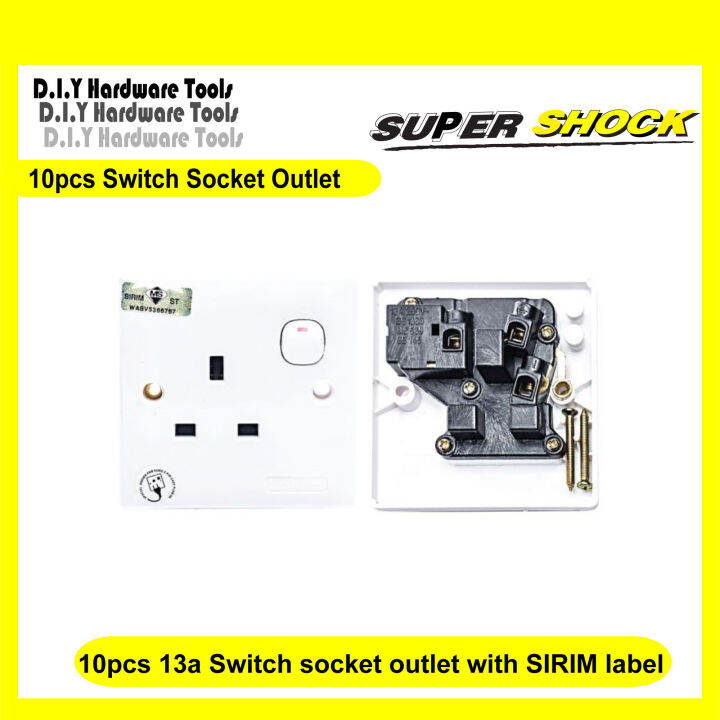 Myhom 8019 13A 250V Switched Socket Outlet - 10pcs / Soket Suis - 10 ...