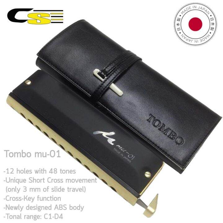 Tombo Mu-01 Short Cross Chromatic Harmonica Made in Japan (with Italian Leather Case) | Lazada.co.th