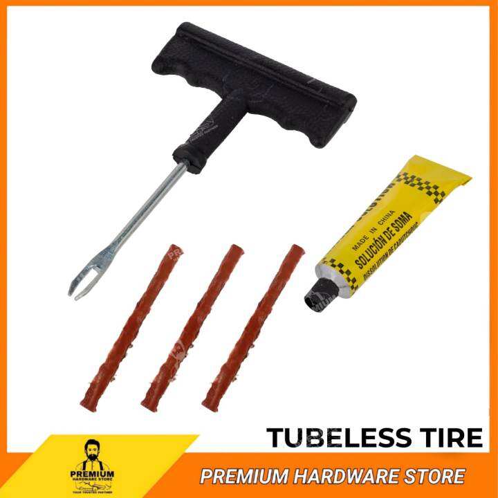 PREMIUM Tubeless Tire Repair Kit Set DIY Automotive Tyre Puncture Plug ...