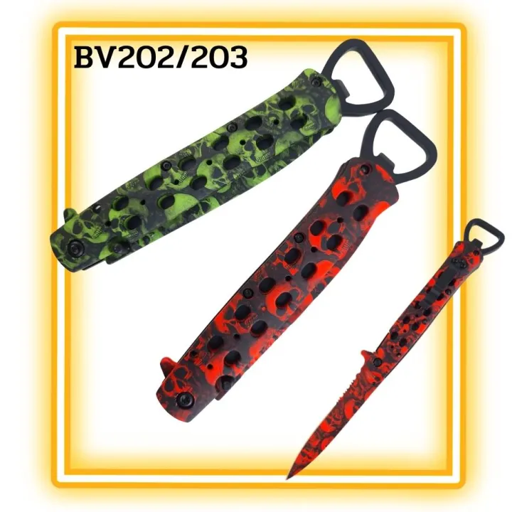 BLACK LEGION BV202/BV203 มีดเดินป่า สีสันแสบซ่า ขนาดยาวรวมเมื่อกาง 25 ...