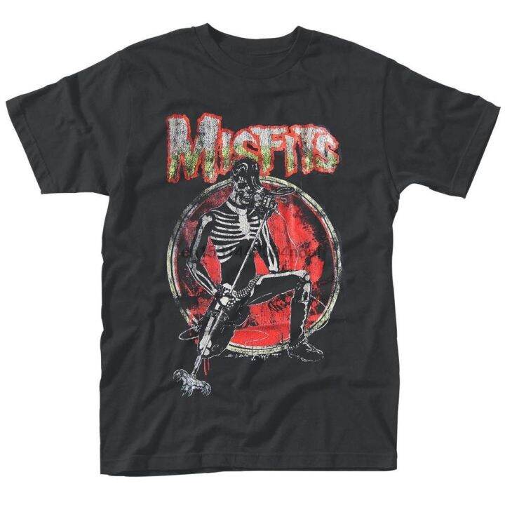 พร้อมส่ง เสื้อยืดแขนสั้น ผ้าฝ้าย 100% พิมพ์ลาย Misfits Bones Microphone ...