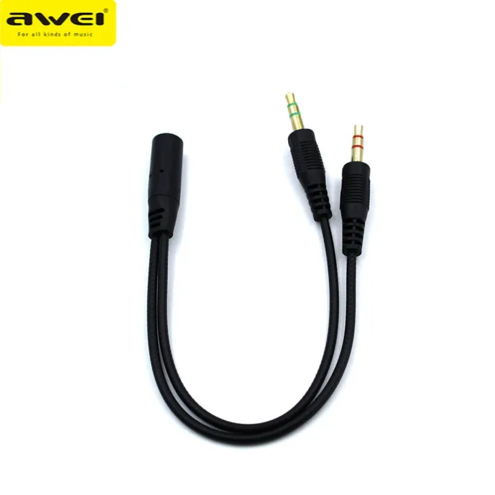 Awei AUX-002 Headset Microphone 2 in 1 3.5mm Headset Microphone 2 in 1 ...
