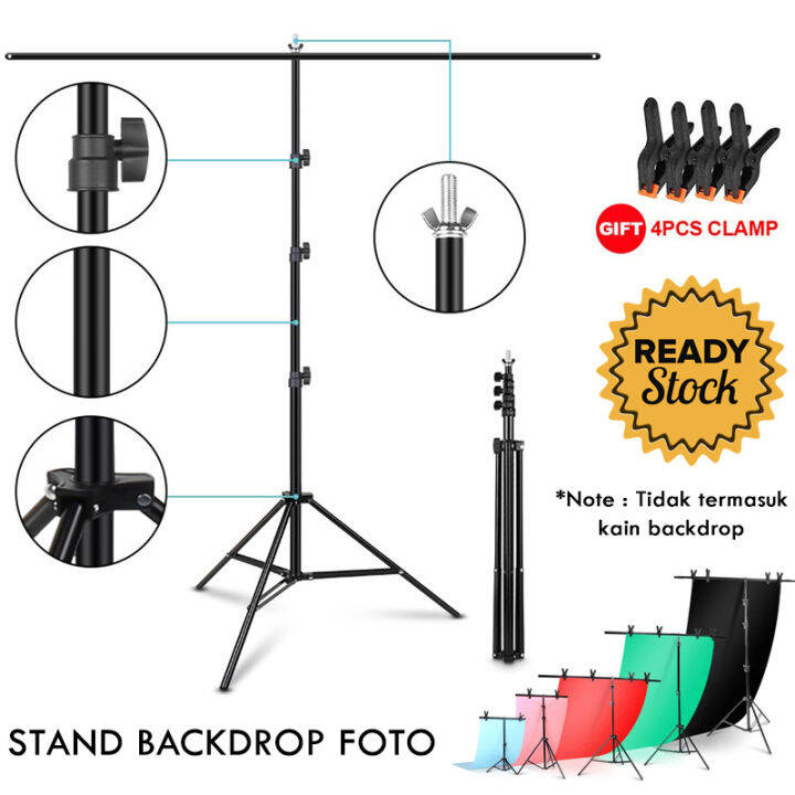 Stand Background Foto Studio Backdrop Photography T-Shape with 4 Clamp ...