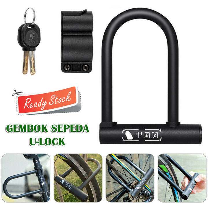 U Lock Gembok Sepeda Anti Maling Plaing Bagus Kunci Ganda Pengaman ...