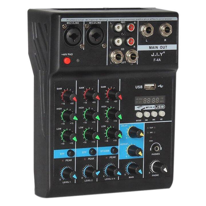 Portable Audio Mixer Professional 4 Channel Bluetooth Mixer DJ Console ...